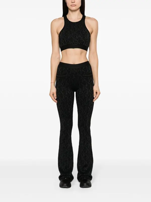 Palm Angels Monogram Jacquard Crop Top - Black