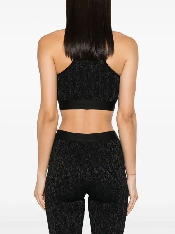 Palm Angels Monogram Jacquard Crop Top - Black