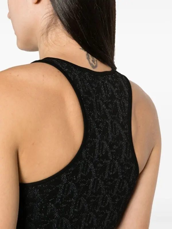 Palm Angels Monogram Jacquard Crop Top - Black