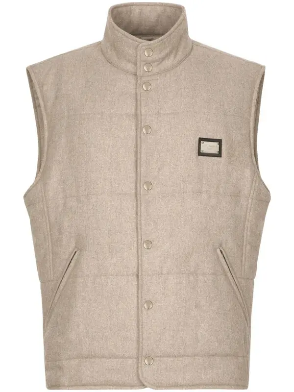 Dolce & Gabbana Logo-plaque Cashmere-blend Gilet - Neutrals
