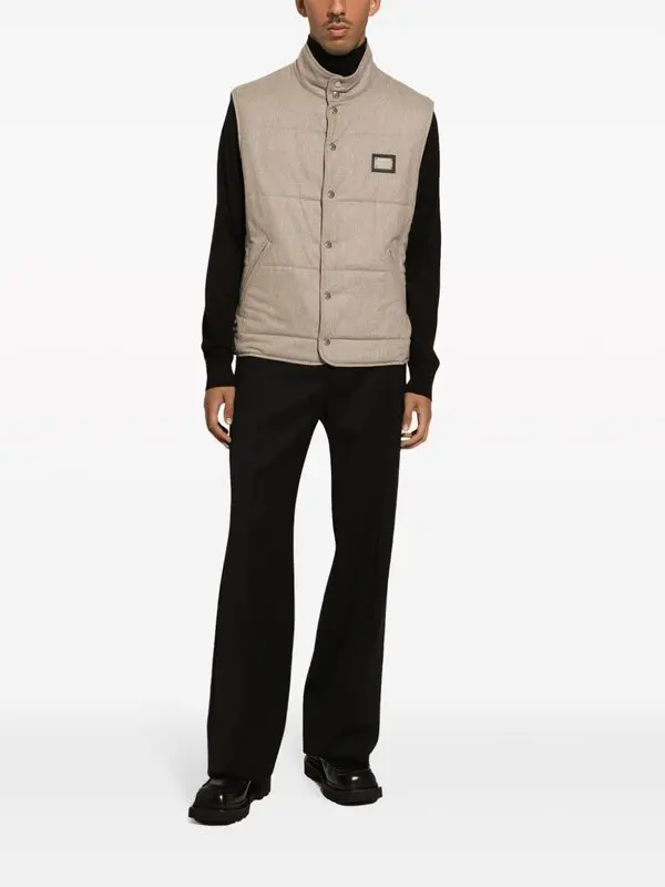 Dolce & Gabbana Logo-plaque Cashmere-blend Gilet - Neutrals