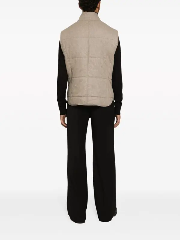 Dolce & Gabbana Logo-plaque Cashmere-blend Gilet - Neutrals