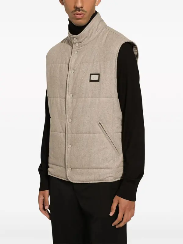 Dolce & Gabbana Logo-plaque Cashmere-blend Gilet - Neutrals