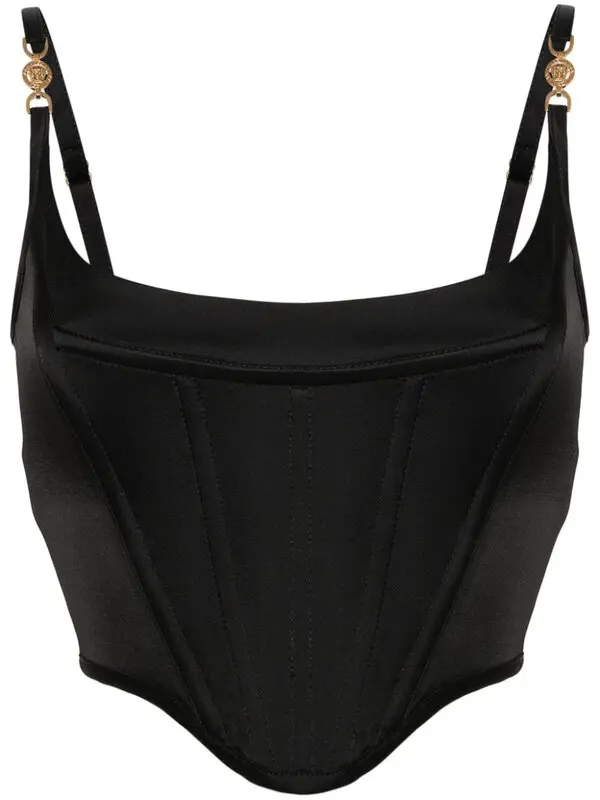 Versace Medusa '95 Satin Corset Top - Black