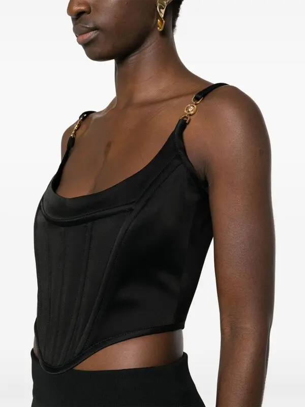 Versace Medusa '95 Satin Corset Top - Black
