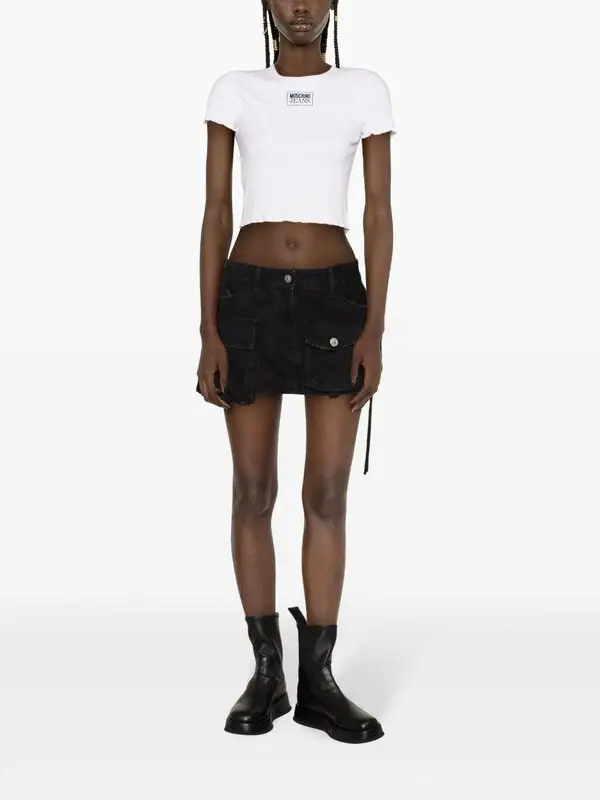 Moschino Logo-appliqué Cropped T-shirt - White