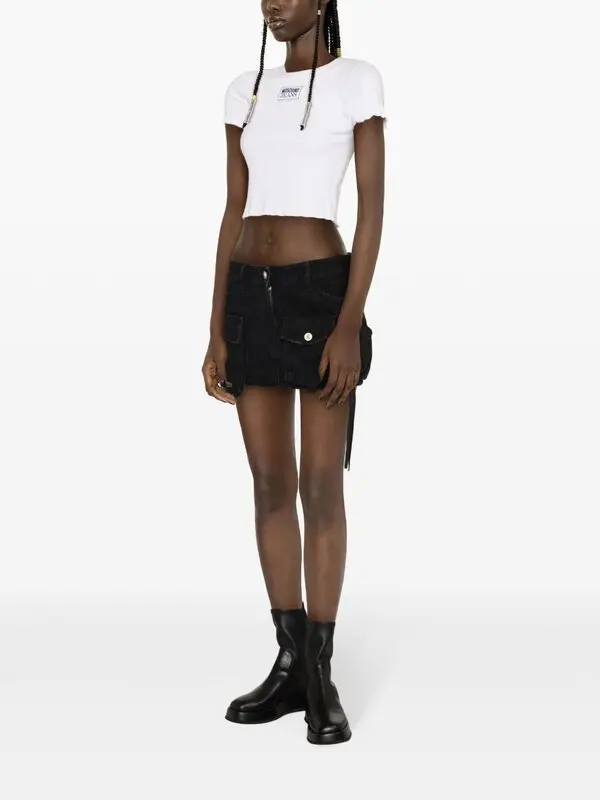 Moschino Logo-appliqué Cropped T-shirt - White