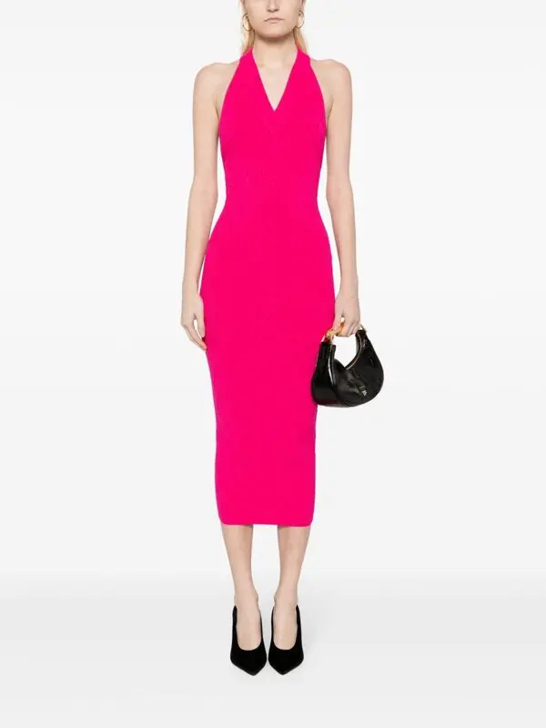 Balmain Chevron-Knit Maxi Dress In Pink - 60% Off | Editorialist