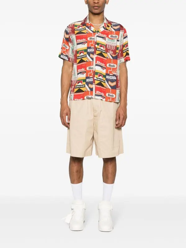 Rhude Cigarette-print Silk Shirt - Red