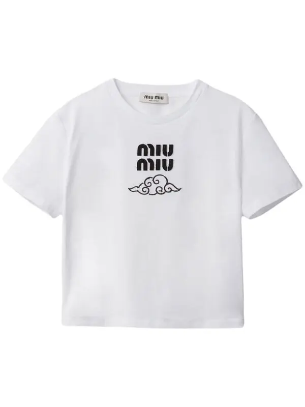 miu miu ロゴ刺繍 Tシャツ ホワイト（今週限定） 28338824~white_0.webp