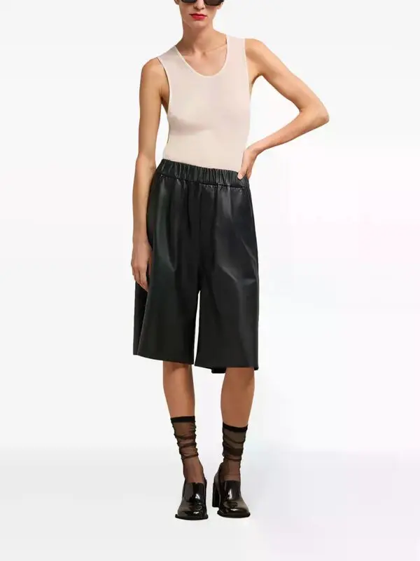 Ami Knee-length Leather Shorts - Black