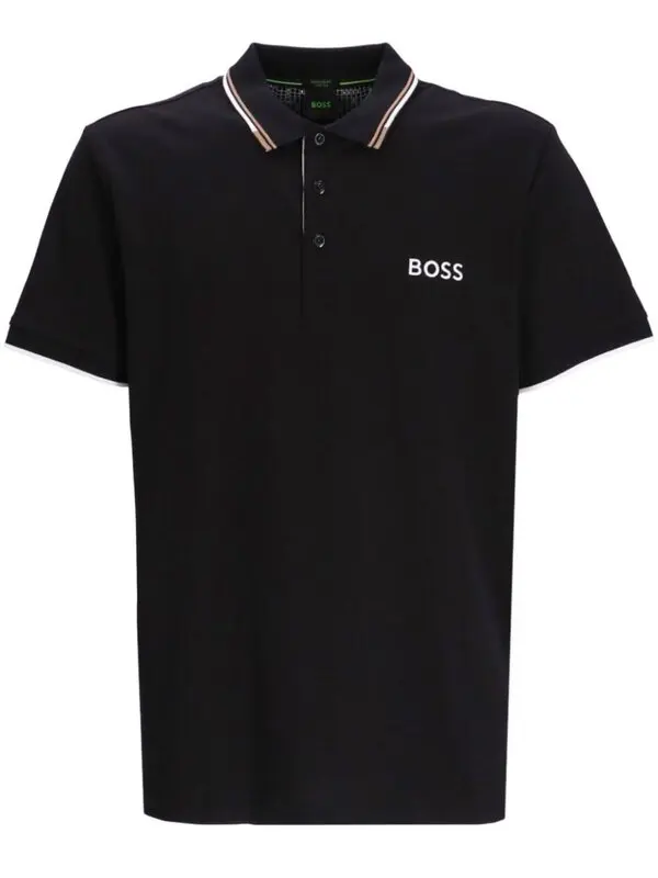 BOSS Paddy Curved Polo Shirt - Black