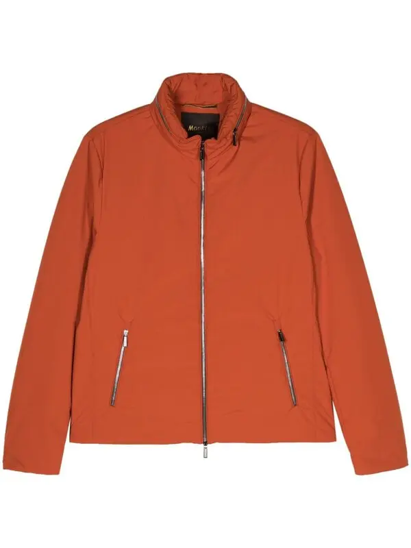 MOORER High-neck Jacket With Concealed Hood - Orange