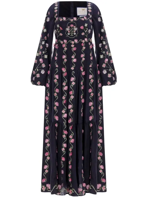 Agua Bendita Siena TrBol Hand-Embroidered Maxi Dress In Black - 30% Off |  Editorialist