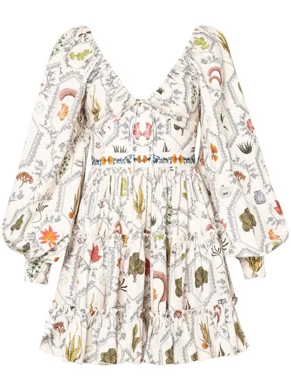 Agua Bendita Honor Floral-embroidered Minidress - White