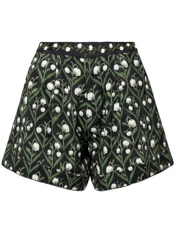 Agua Bendita High-waist Floral Embroidered Shorts - Black