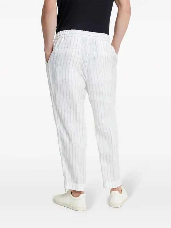Brunello Cucinelli Linen Striped Trousers - White