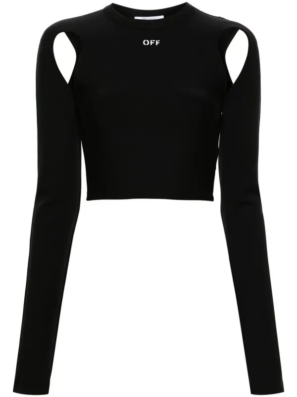 Off-White Cut-out Crop Top - Black