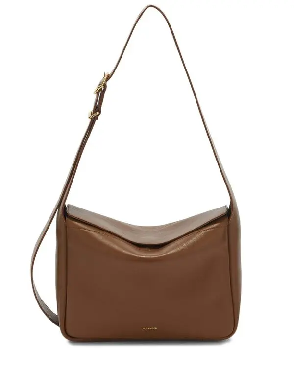 JIL SANDER Logo-stamp Leather Crossbody Bag - Brown