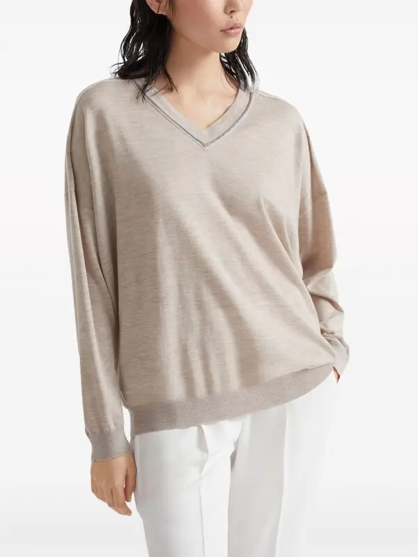 Brunello Cucinelli V-neck Cashmere-silk Sweatshirt