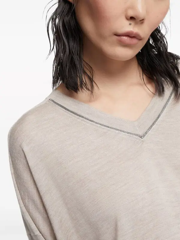 Brunello Cucinelli V-neck Cashmere-silk Sweatshirt