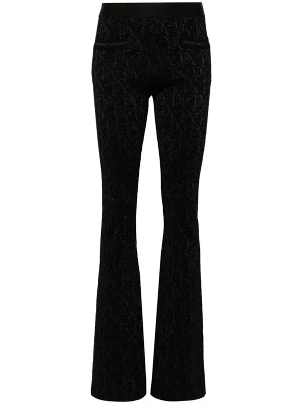 Palm Angels Monogram-jacquard Knitted Flared Trousers - Black