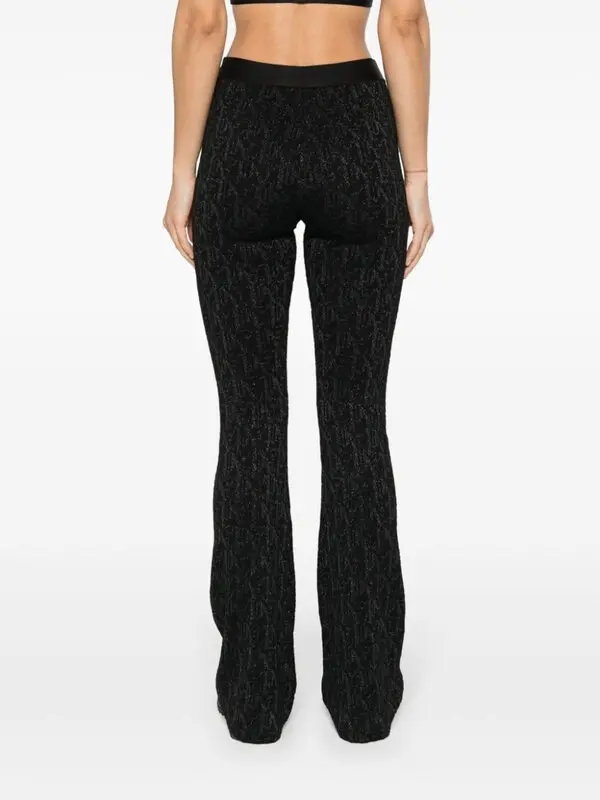 Palm Angels Monogram-jacquard Knitted Flared Trousers - Black