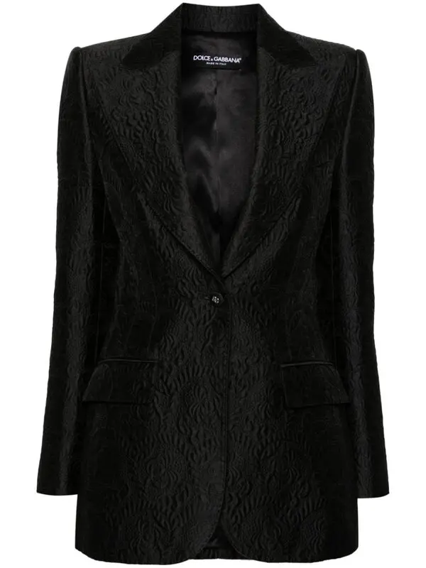 Dolce & Gabbana Floral-jacquard Blazer - Black