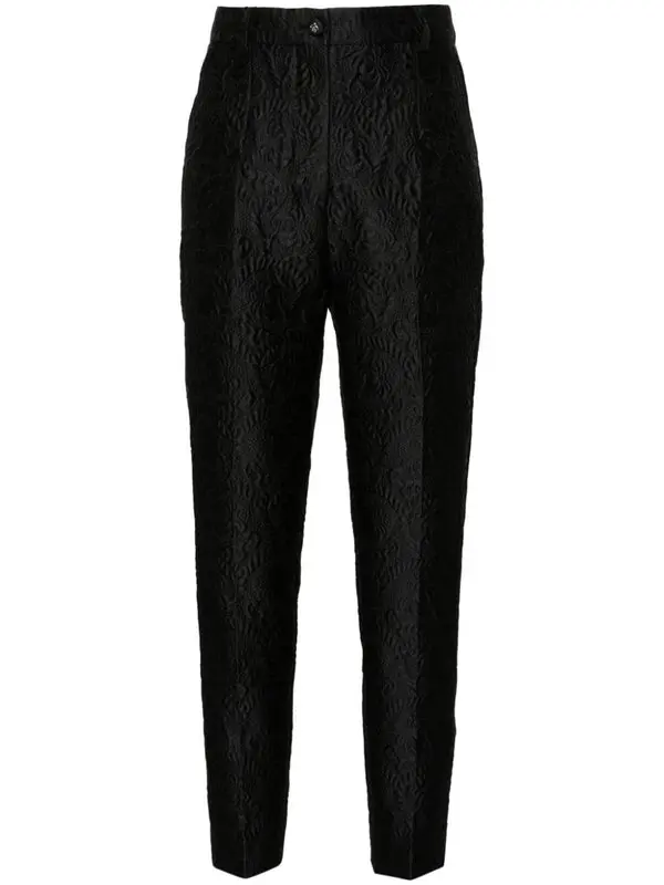 Dolce & Gabbana Floral-jacquard Tailored Trousers - Black