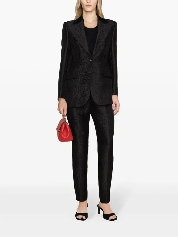 Dolce & Gabbana Floral-jacquard Tailored Trousers - Black
