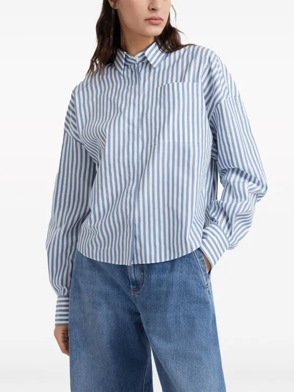 Brunello Cucinelli Striped Cotton-silk Shirt - Blue