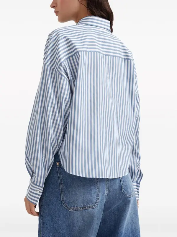 Brunello Cucinelli Striped Cotton-silk Shirt - Blue