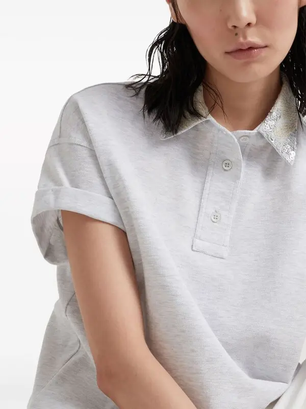 Brunello Cucinelli Embellished-collar Cotton Polo Shirt