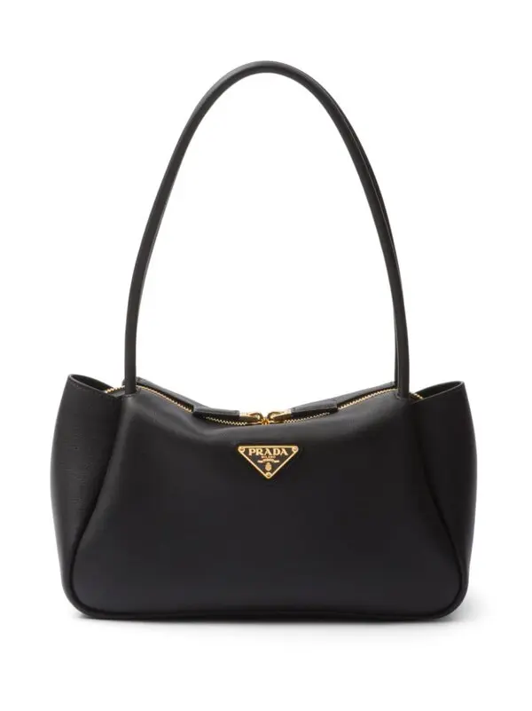 Prada Medium Leather Shoulder Bag - Black