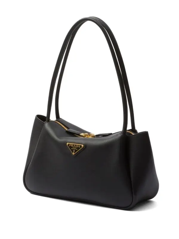 Prada Medium Leather Shoulder Bag - Black