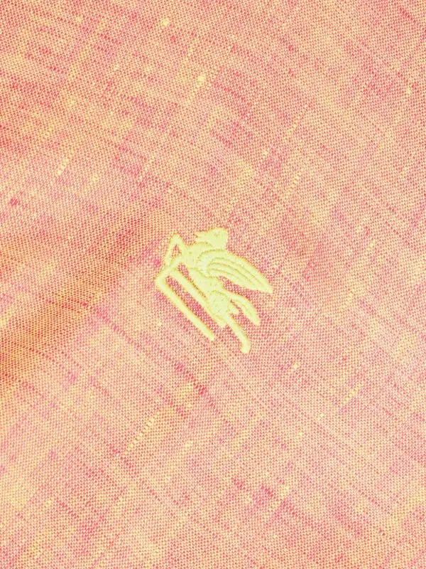 Etro Pegaso-embroidered Linen Shirt - Orange