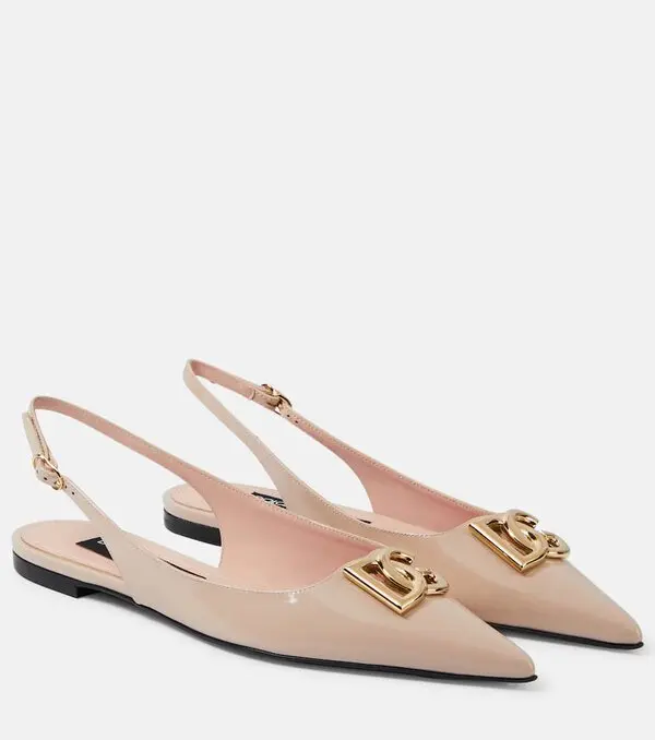 Dolce & Gabbana Patent Leather Slingback Flats - Pink