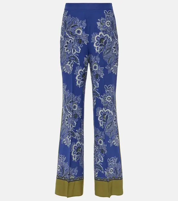Etro Paisley High-rise Wide-leg Pants - Blue