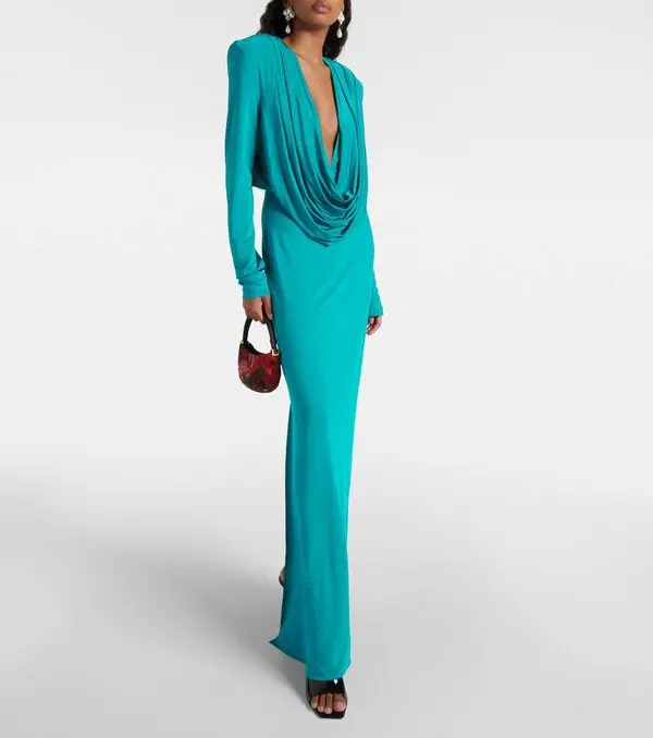 Magda Butrym Draped Jersey Maxi Dress