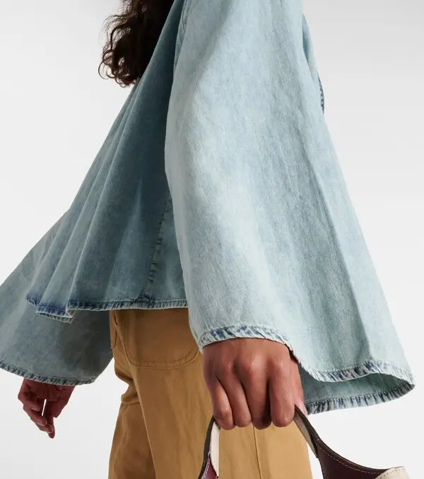 FRAME Cotton And Linen Denim Blouse - Blue