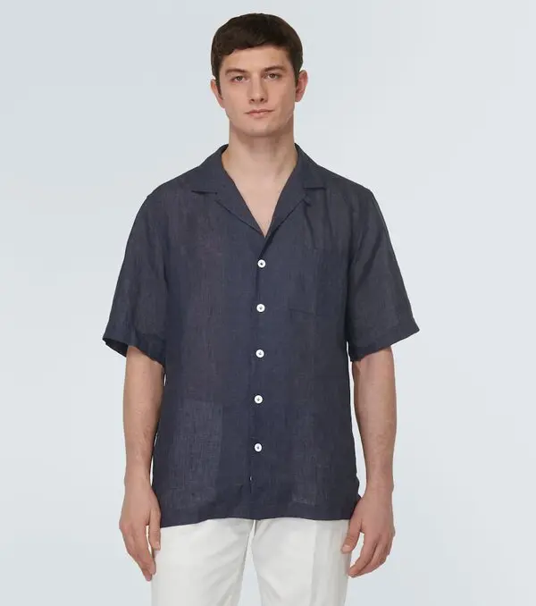 LARDINI Linen Shirt - Blue