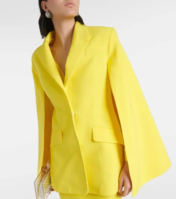Safiyaa Hadley Caped Crêpe Blazer - Yellow