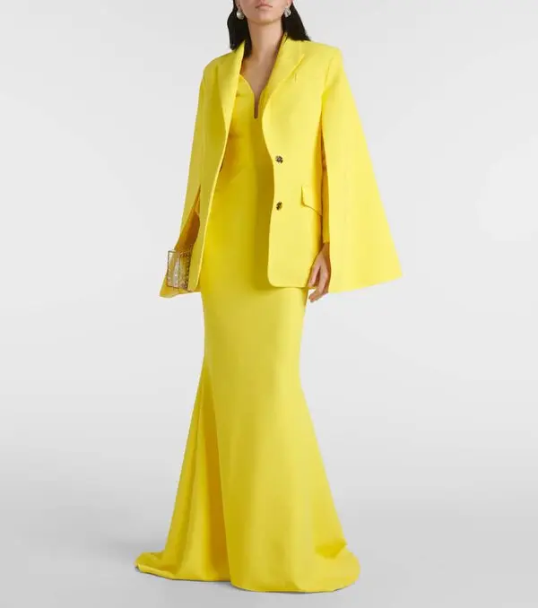 Safiyaa Hadley Caped Crêpe Blazer - Yellow