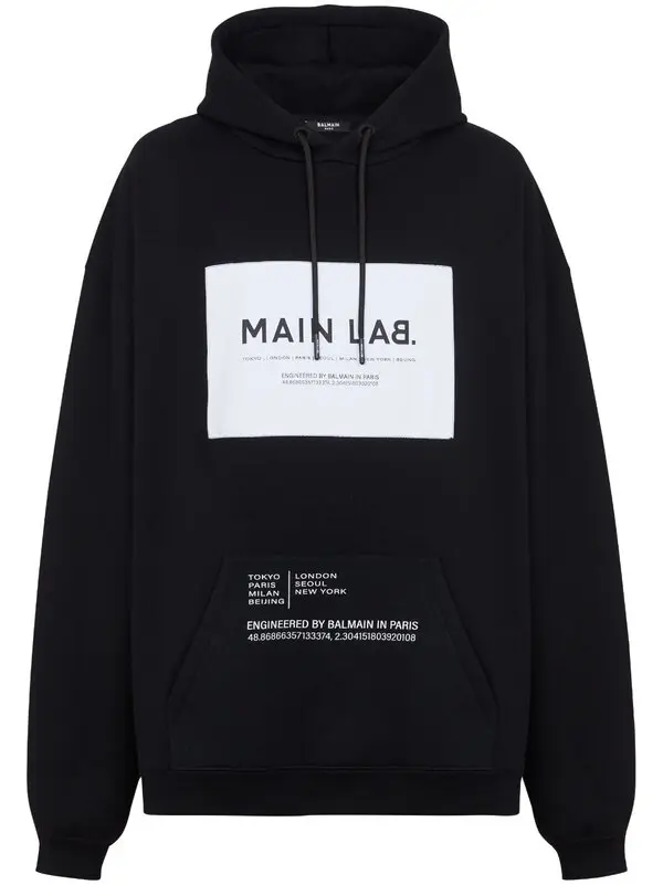 Balmain Logo-patch Cotton-blend Hoodie - Black