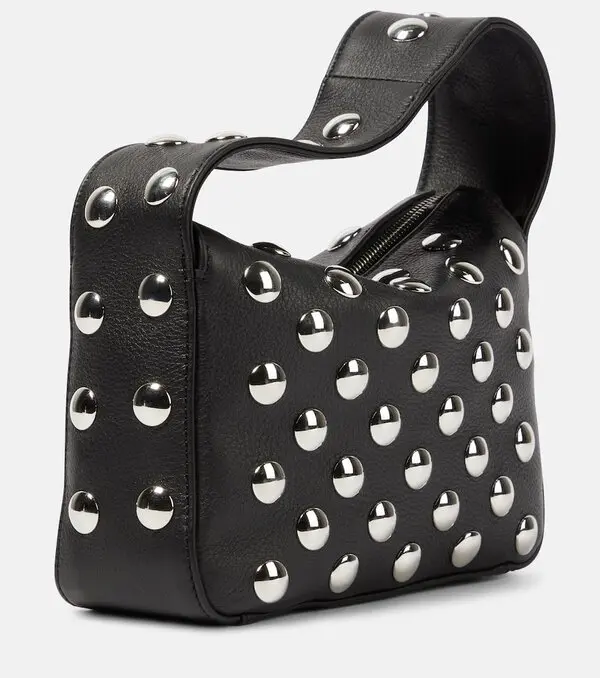 Khaite Elena Small Studded Leather Shoulder Bag - Black