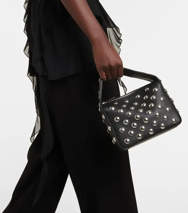 Khaite Elena Small Studded Leather Shoulder Bag - Black