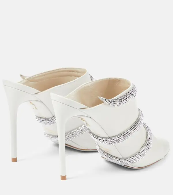 Rene Caovilla Sally Embellished Leather Mules