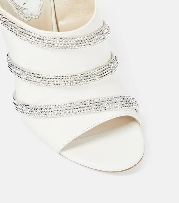 Rene Caovilla Sally Embellished Leather Mules