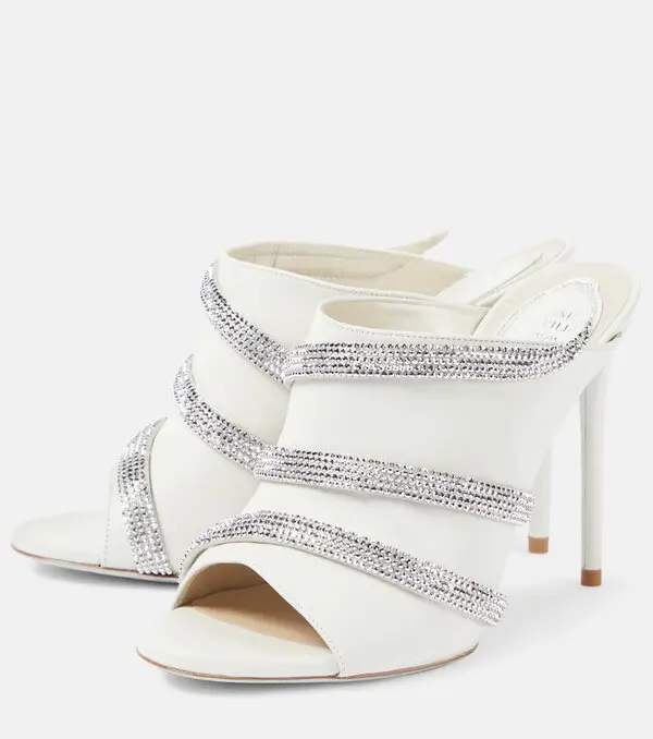 Rene Caovilla Sally Embellished Leather Mules