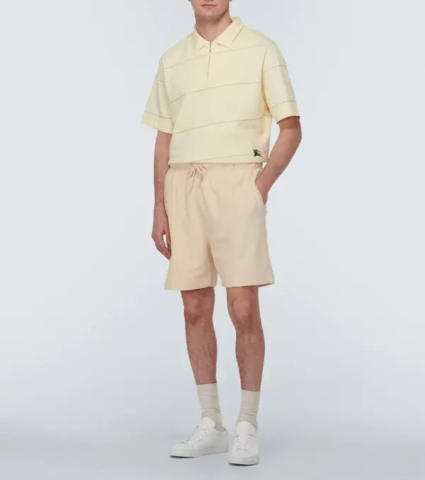 Burberry Logo Cotton Shorts - Beige